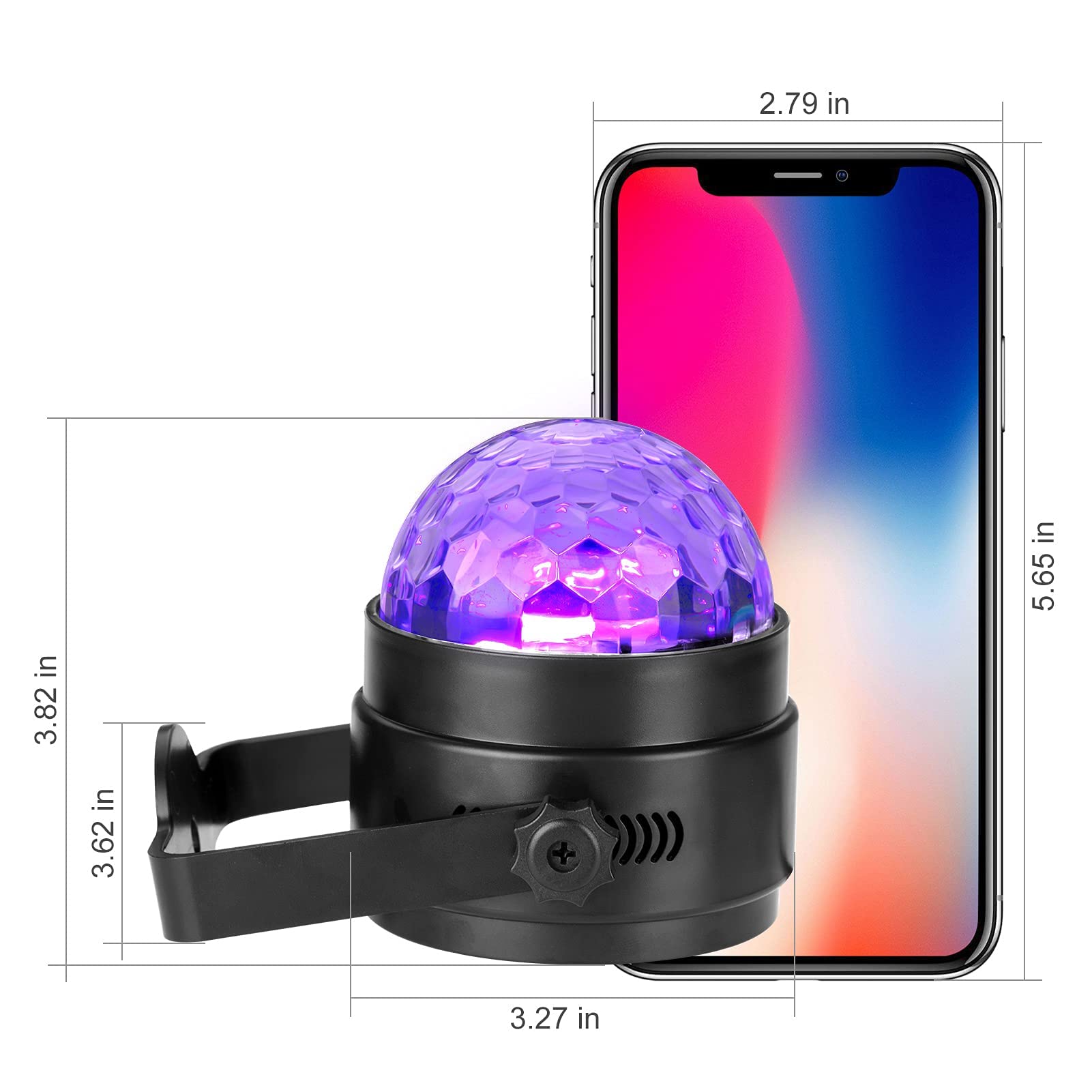 LUNSY Sound Activated Party Lights with Remote Control Dj Lighting RGB Disco Ball Light, Strobe Lamp 7 Modes Stage Par Light for Home Room Dance Parties Bar Xmas Wedding Show Club - 2PACK