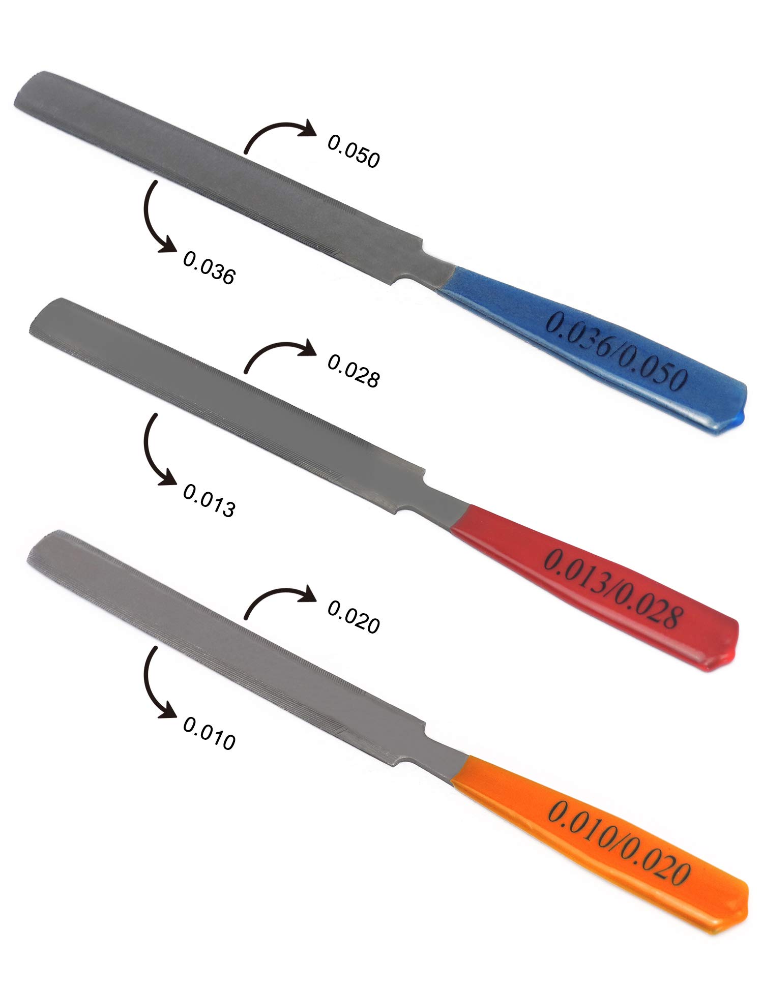 Metallor Guitar Nut File Set Double Edge Nut Slotting File for Electric Guitar Tools Luthier Tools Set of 3Pcs.