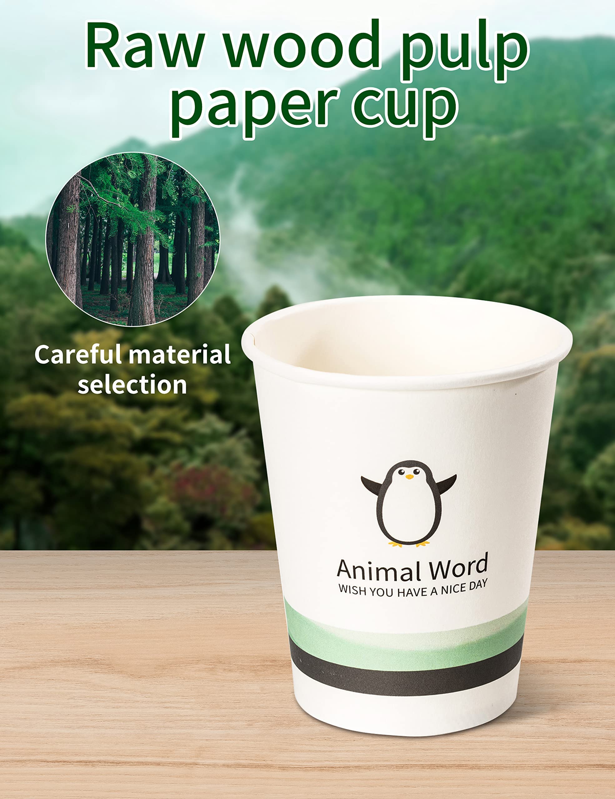 Paper Coffee Cups [12 Oz 100 Pack], Disposable Paper Cups with Design, Hot Cups, Improved 12 oz Cup Body (white)