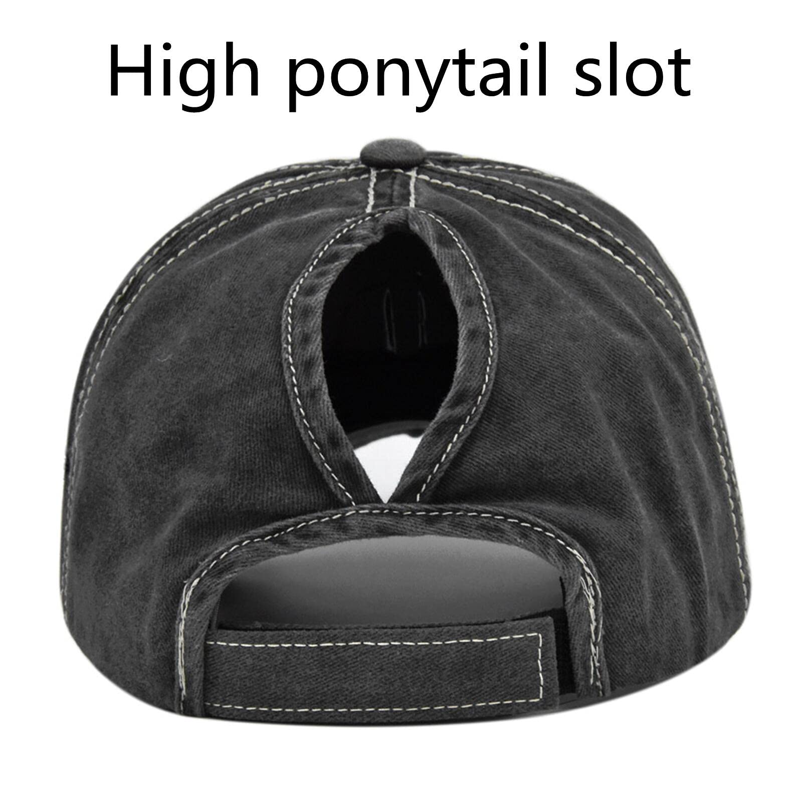 ProMindFun Womens Ponytail High Messy Bun Hats Distressed Baseball Caps Unconstructed Washed Dad Hat Girls Trucker Ponycaps (16-Glitter Black)