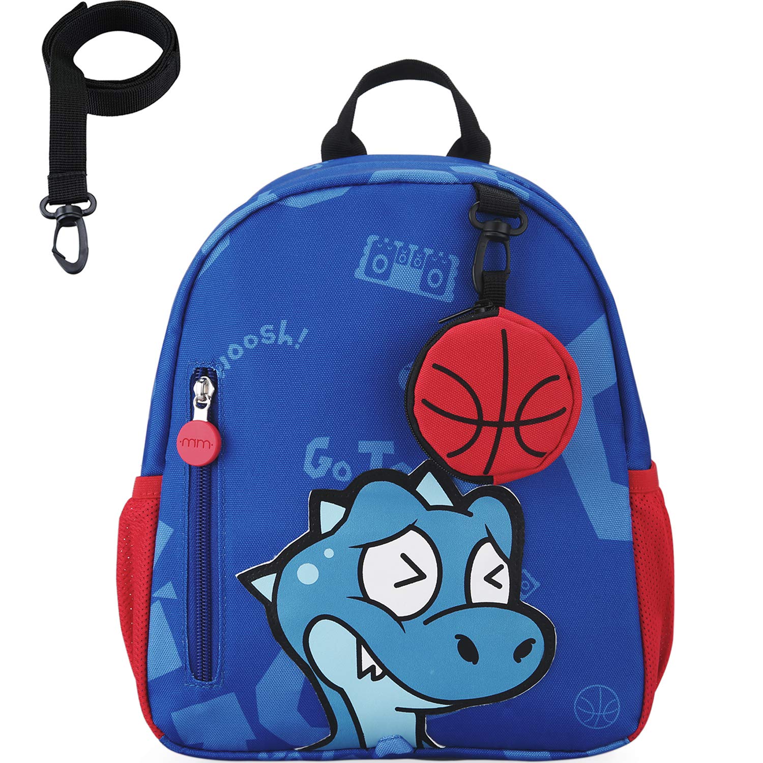 mommore Dinosaur Backpack With Safety Harness Leash Water-resistant, Blue