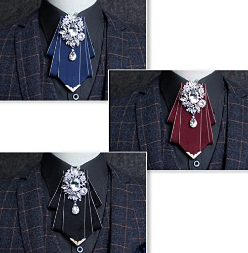 MOHSILY Vintage Crystal Bow Tie Adjustable Black Bow Tie for Men Wedding Party Bowtie