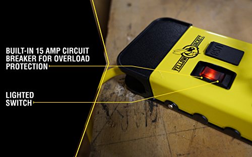 Yellow Jacket 5148 Modern 8-Outlet Metal Power Block with 2 USB Ports; Yellow