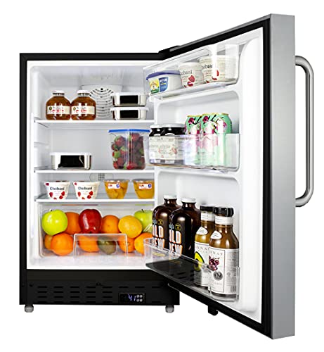Summit Appliance ALR47BCSS 20" Wide Built-In All-Refrigerator, ADA Compliant, 3.53 cu.ft Capacity, Temperature & Open Door Alarms, Automatic Defrost, Stainless Steel Cabinet, Interior Light