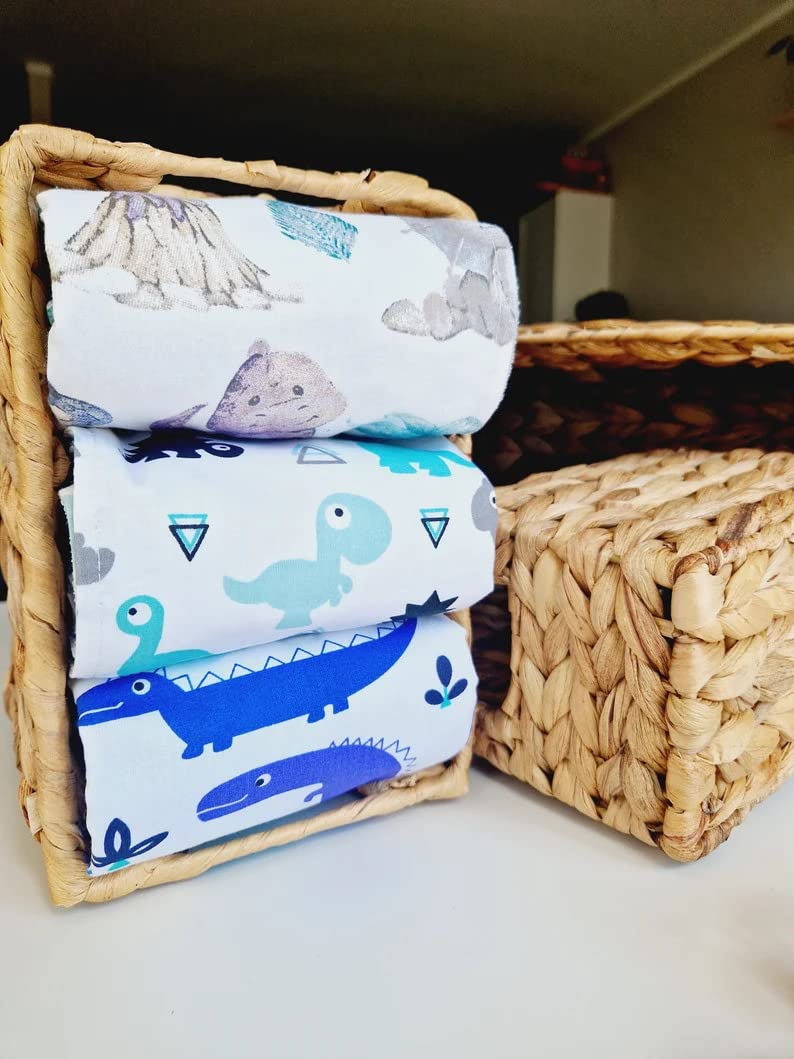 Waterproof Baby Pads - 19.6 X 27.5 Inch Pad For Easy To Clean, Thick, Large Mat Newborn Must Haves Cute Changing Table With Dinosaur Pattern New Born Essentials White 3 Count