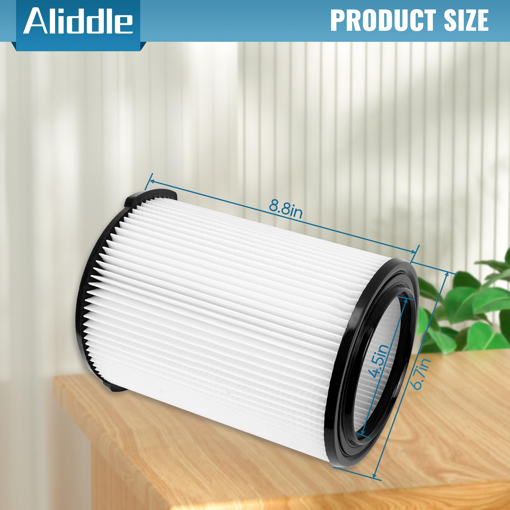 VF4000 Replacement Cartridge Filter for ridged 72947 Wet Dry Vac 5 to 20-Gallon 6-9 Gal husky Compatible with RV2400A RV2600B WD5500 WD0671,2 Pack