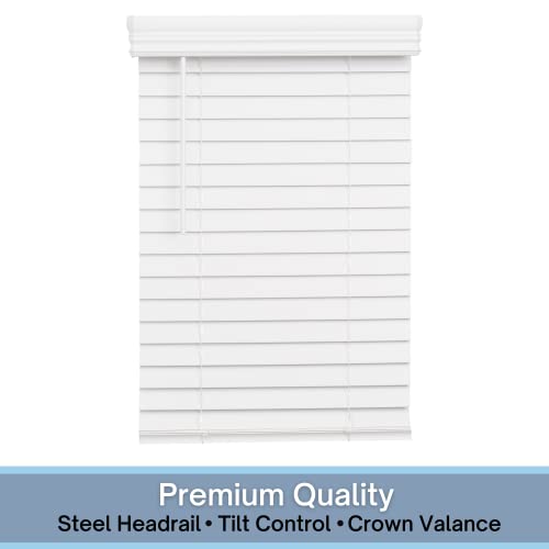 Lotus & Windoware Cordless, 2 Inch Faux Wood Blind, 11" Wide x 72" Long, Smooth, Bright White