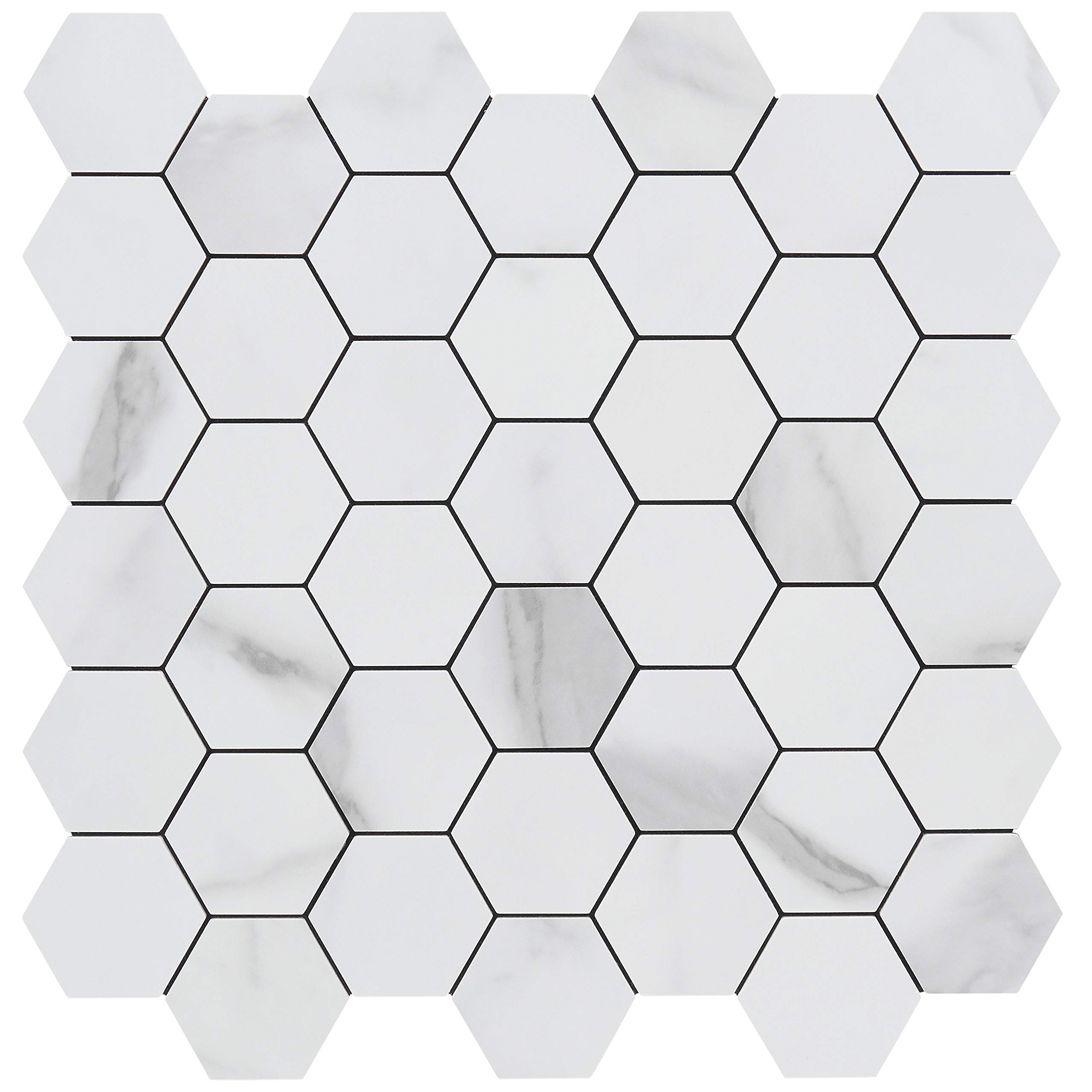 Luxe Core Hex Calacatta 11.61 in. x 11.81 in. SPC Peel and Stick Kitchen, Bathroom, Backsplash Tile (0.95 Sq. Ft. / Sheet)
