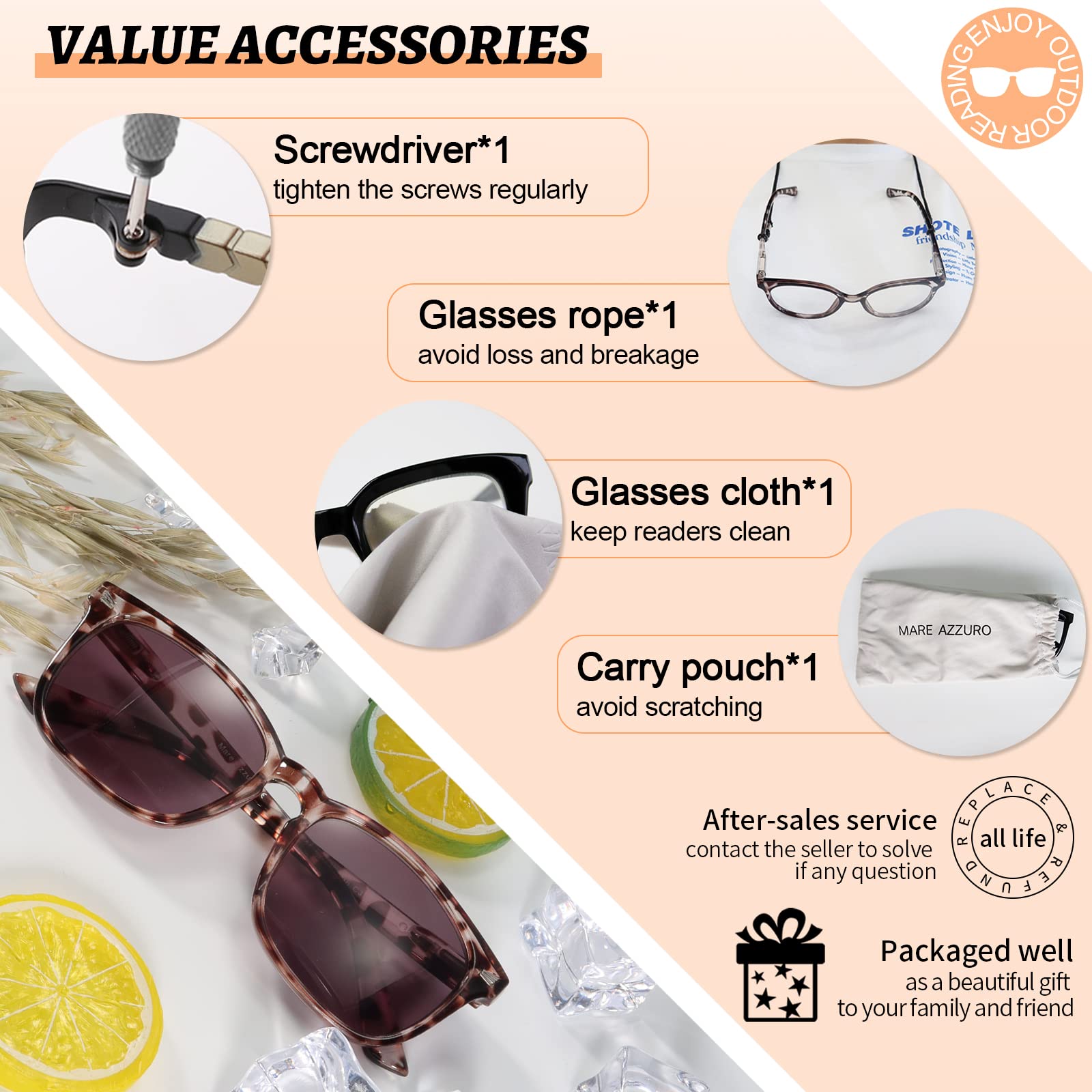 MARE AZZURO Reader Sunglasses for Women 0.50 0.75 1.00 1.25 1.50 1.75 2.00 2.25 2.50 2.75 3.00 3.25 3.50 3.75 4.00 (Leopard, 2.00)