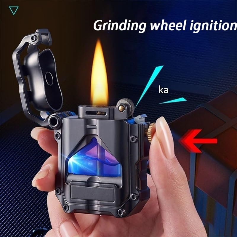 New Kerosene Lighter, Transparent Gas Window, Reusable, Easy to Carry, Suitable for Boyfriend Girlfriend, Daily Use (Color : C3)
