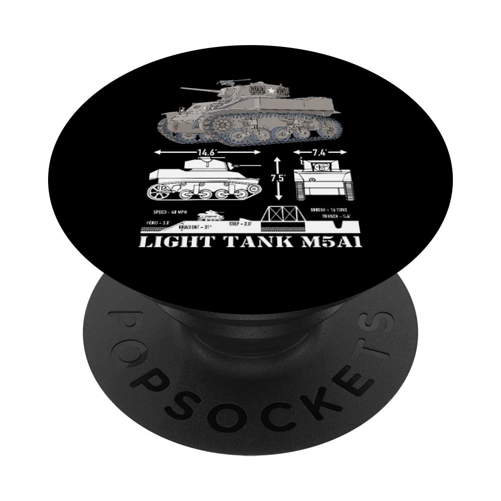 M5A1 Light Tank American WW2 Tanks Infographic Diagram PopSockets Swappable PopGrip