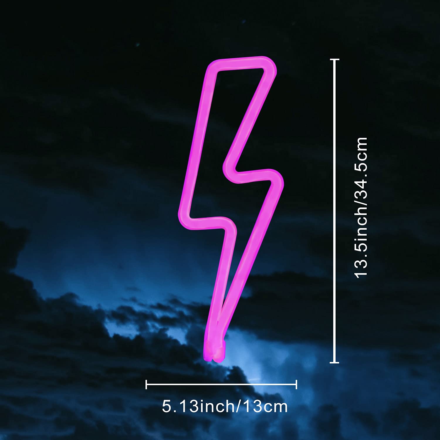 Neon Signs Lightning Bolt Pink Battery Operated & USB Powered LED Decorative Night Lights Lit Up Wall Art Decor for Gaming,Man Cave,Kid's Room,Dorm,Office,Bar,Wedding,Party Decoration(SDF)