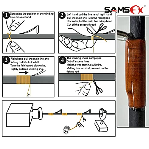 SAMSFX Fishing Rod Wrapping Thread for Rod Buliding Winding Line, Metallic Threads 8 Color 65yd/Spool Pack