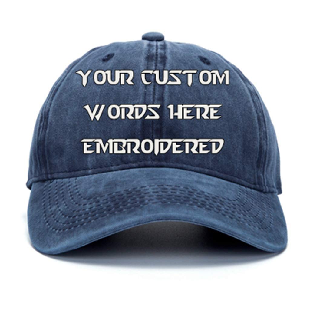 Men Women Custom Text Embroidered Denim Hat Team Christmas Adjustable Snapback Baseball Caps