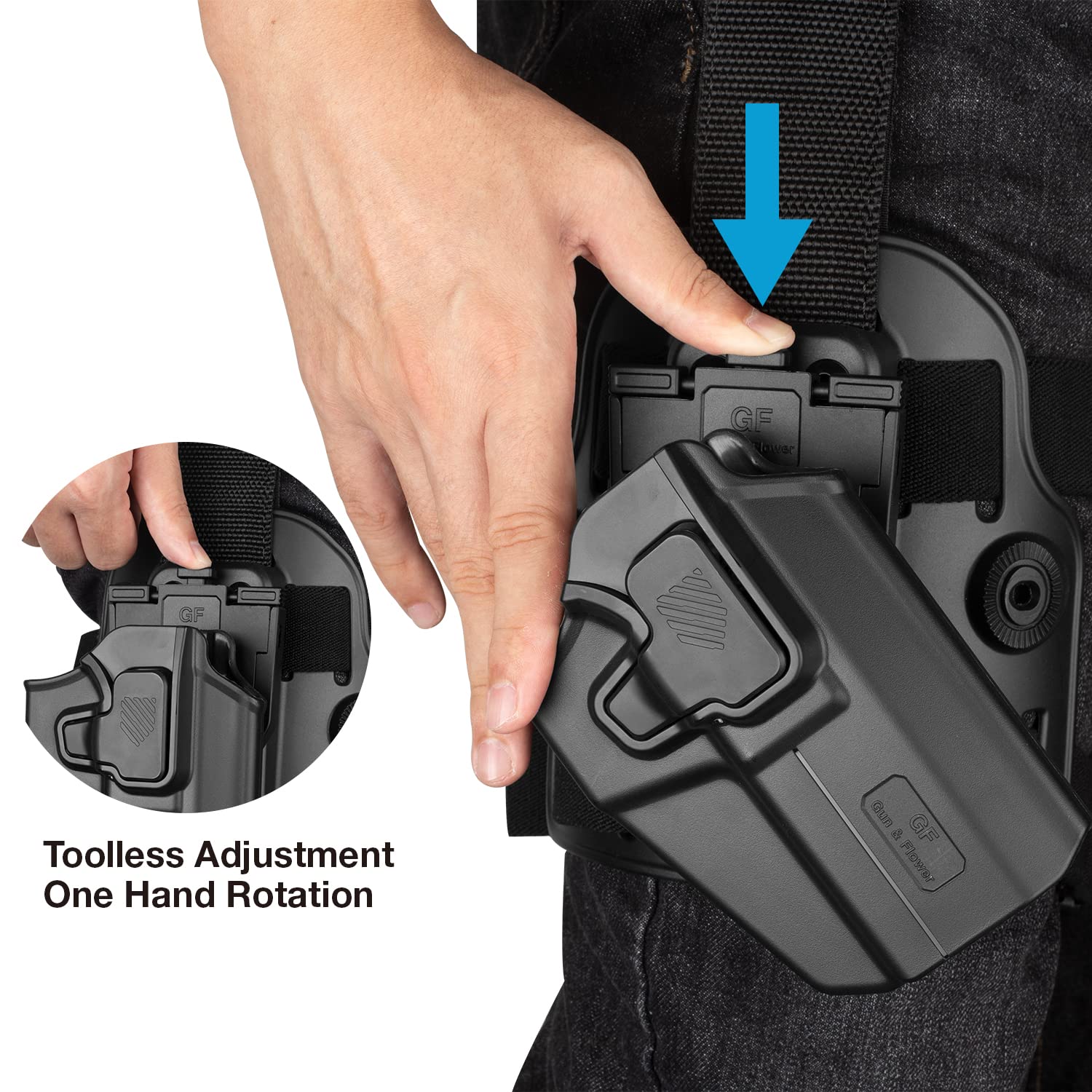 Level II Tactical Drop Leg Holster, Universal Leg Holster Fits 100+ Pistols, Thigh Holster for Glock 17 19,Beretta 92FS,S&W M&P 9mm/.40, Sig P320 P220,XD Series, Fit Most Full&Compact Size Pistols