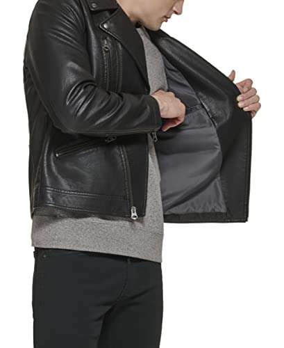 Levi's Men's Faux Leather Motorcycle Jacket, Black Multi Zip