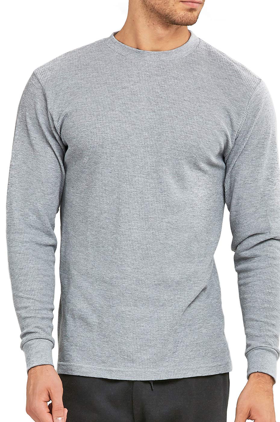 Men's Classic Waffle-Knit Heavy Thermal Top (M, Heather Gray)