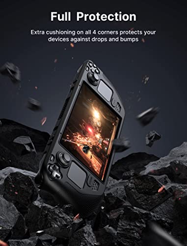 Protective Case for Steam Deck, JSAUX PC0103 Silicone Soft Cover Protector with Full Protection, Shock-Absorption and Anti-Scratch Design - Black
