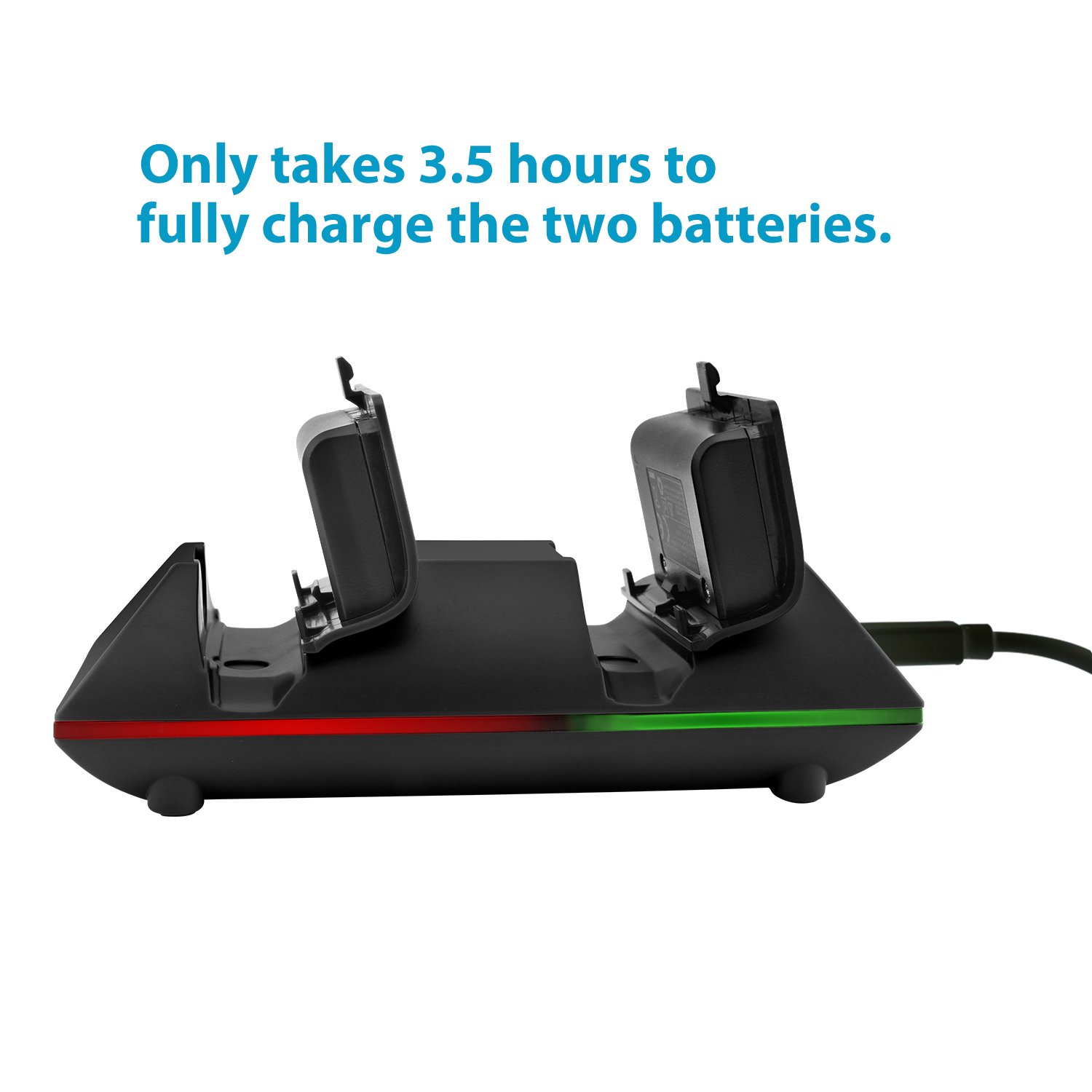 MoKo Xbox One Controller Charger with 2 Rechargeable Battery 800mAh Rechargeable Battery Dual Charging Station for Xbox One/One S/One X/Xbox One Elite Controllers - Black