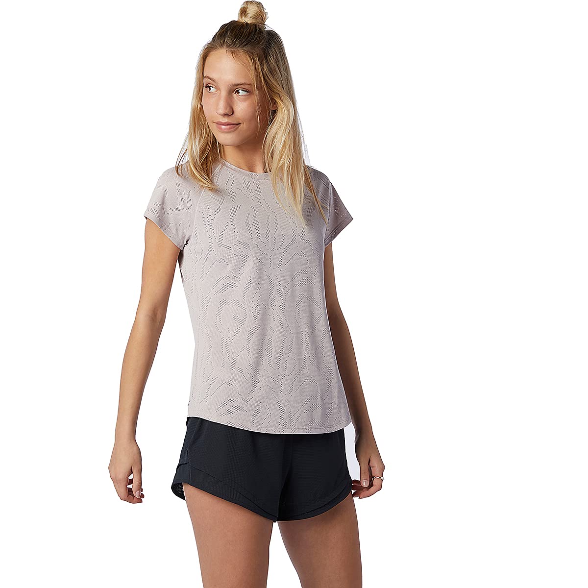 New Balance Women's Q Speed Fuel Jacquard Short Sleeve, Logwood , Small
