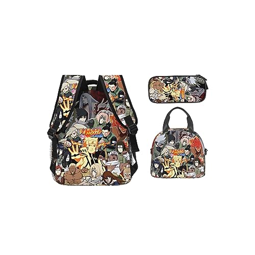 NJINALW Anime Backpack Three-Piece Set Novelty Travel Backpack Three-Piece Set Laptop Backpack Set With Lunch Bag