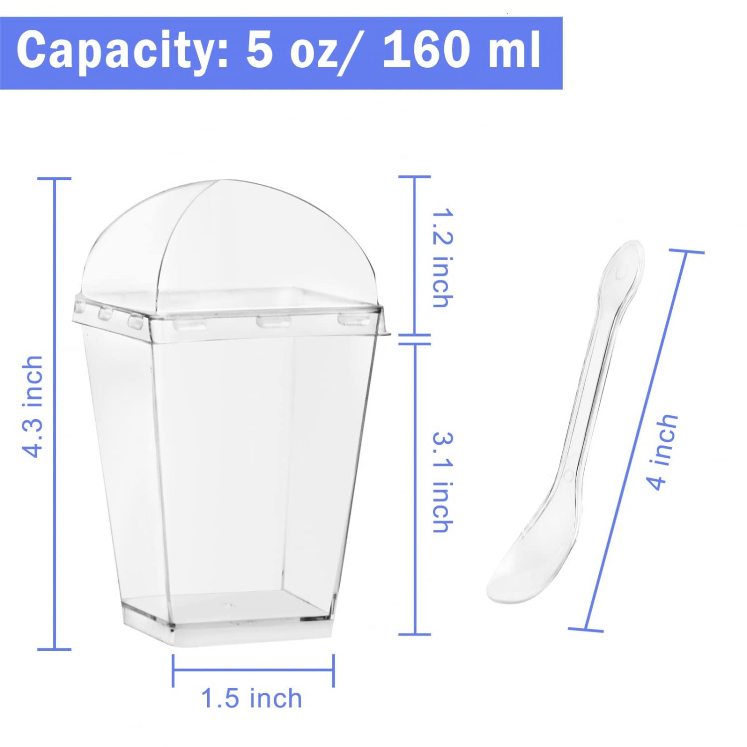 Monrocco 50 Pack 5 oz Plastic Dessert Cups with Lids and Spoons, Mini Parfait Cups with Lids Appetizer Cups for Party, Clear Mini Dessert Cups with Spoons Yogurt Dessert Shooter Cups for Pudding