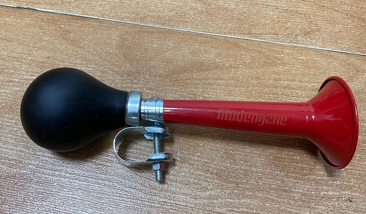Modengzhe Bike Bugle Horn Retro Clown Horn Metal Air Horn with Squeeze Bulb for Bicycle Golf Cart, Red