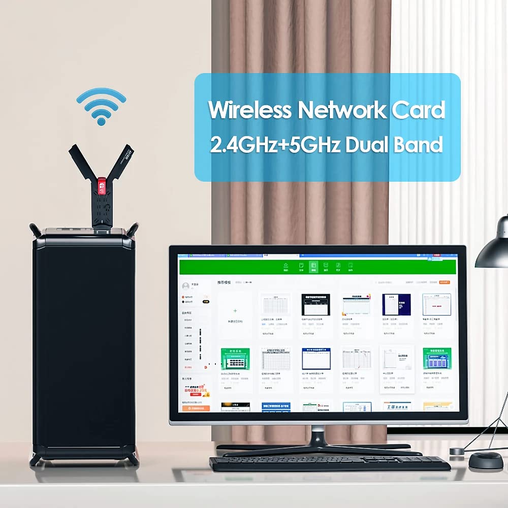 WiFi 6 Adapter USB 3.0 Free Driver, COSULAN AX1800 Wireless Network Adapter Dual Band 5GHz/2.4GHz with MU-MIMO/OFDMA/WPA3 Protocol, 1800Mbps WiFi 6 Network Card for Desktop Laptop PC Windows 7/10/11