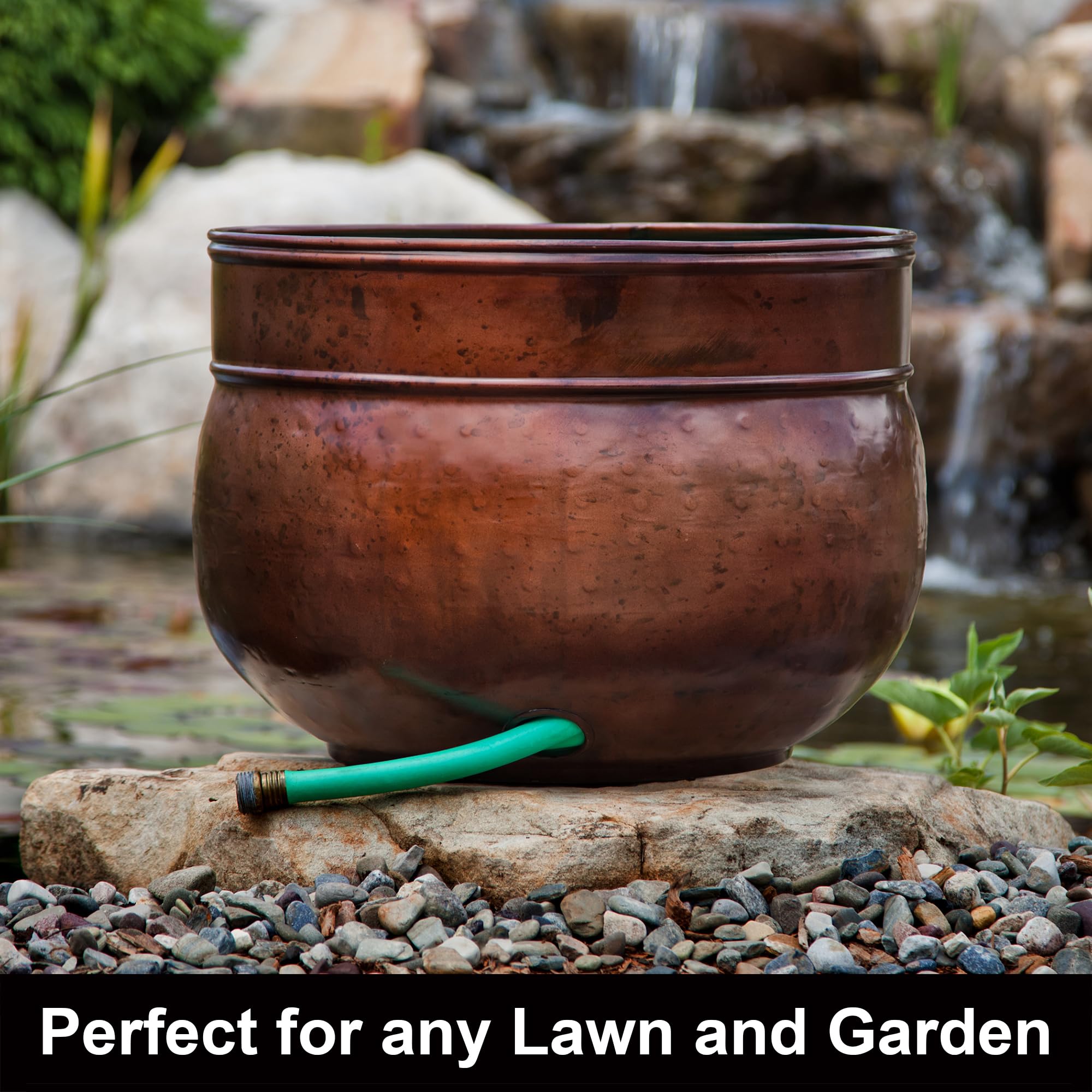 Liberty Garden 1901 Rustic Garden Hose Pot, Holds 100-Feet of 5/8-Inch, Bronze