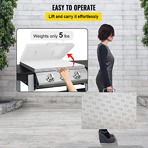 VEVOR Griddle Cover, Compatible with Blackstone 28" Griddle, Light Aluminum Diamond Plate Sheet Grill Lid with Stainless Steel Handle for Outdoor BBQ Black Stone Grill Accessories, Silver