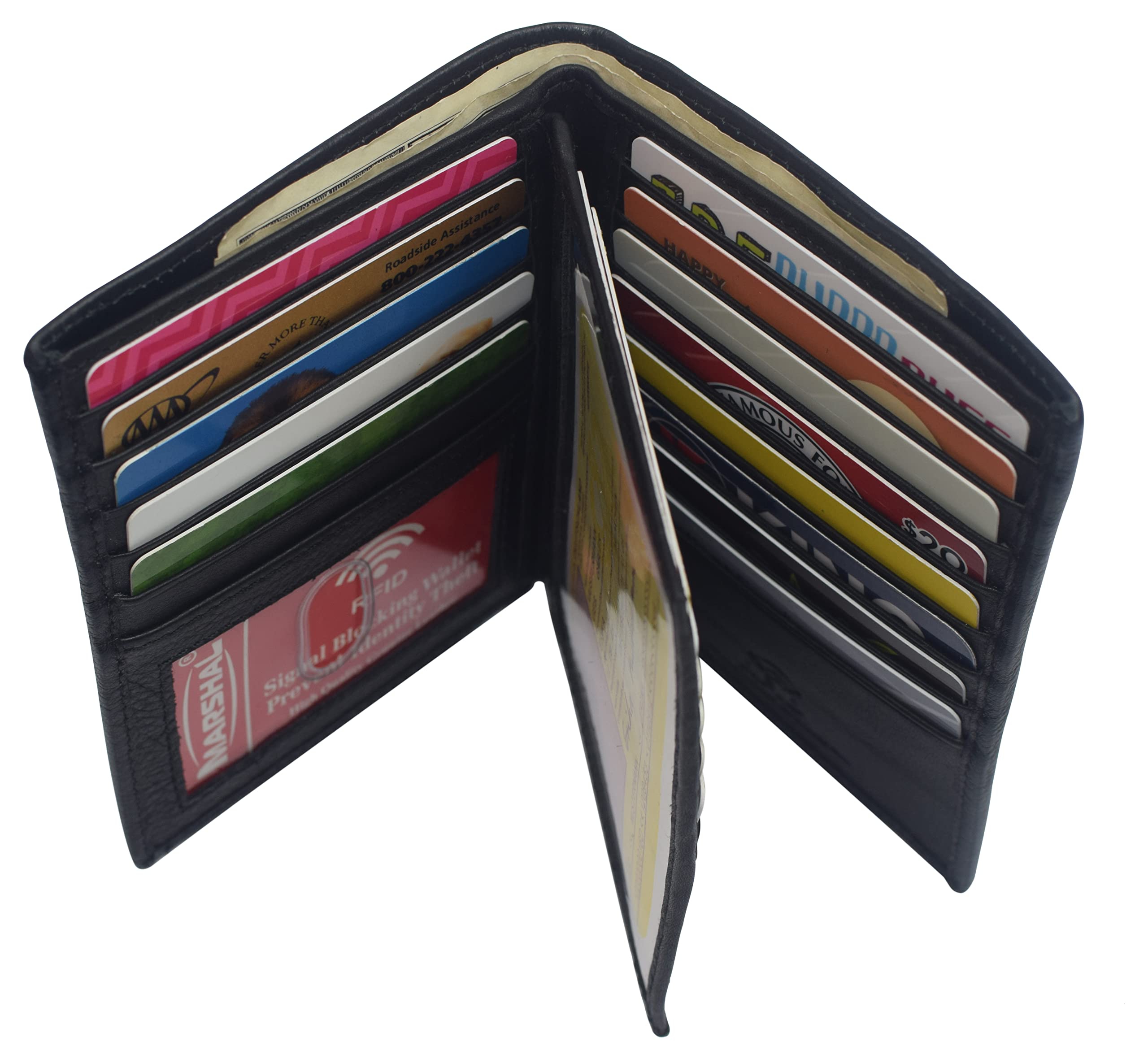 Marshal RFID Blocking Bifold Hipster Multi Credit Card ID Holder Wallet Leather (Black)