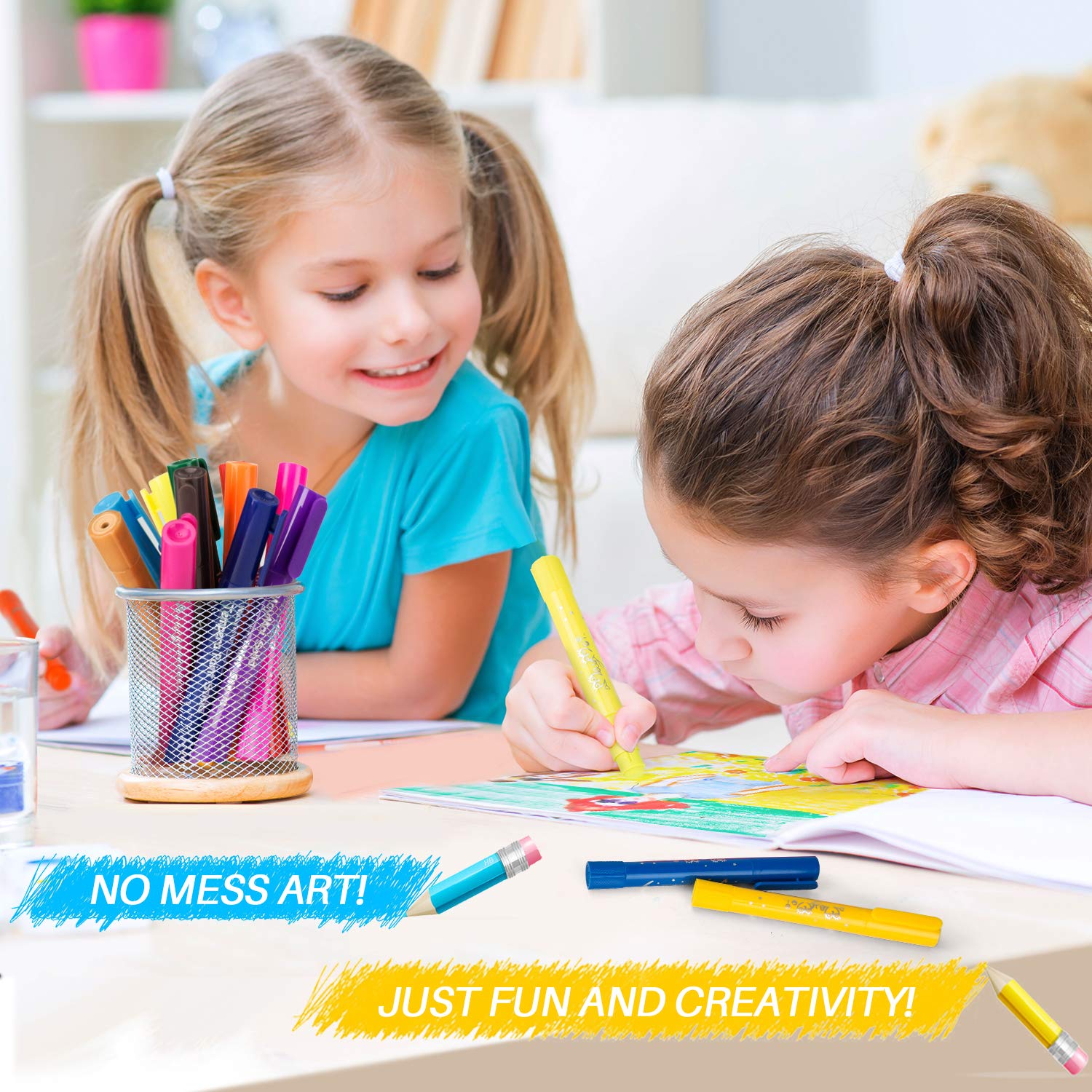 MayMoi 12PCS Washable Tempera Paint Sticks | Non-Toxic, Quick Drying & No Mess Paint Sticks for Kids, 12 Bright Colors, Best Art Birthday Gifts for Kids (6g)