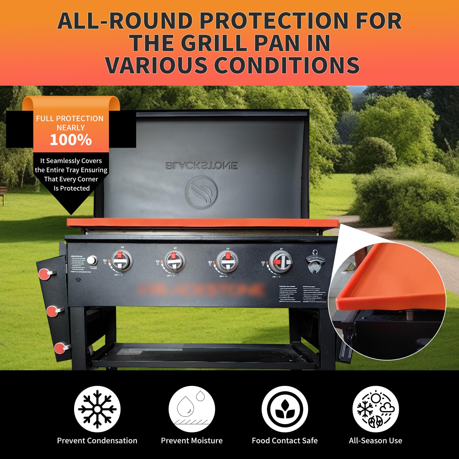 MACCVIO Griddle Cover for Blackstone Grill 28 Inch, Upgrade Full-Range Edge Heavy Duty Food Silicone Protective Mat Cover,All Season Surface Protective Cover Reusable BBQ Grill Mat (28in)