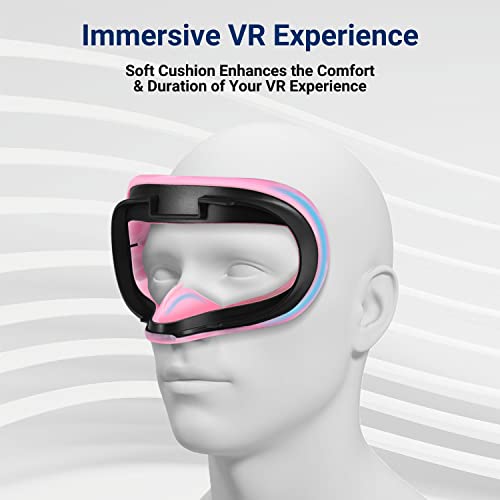 TNP VR Face Cover and Eye Cover for Meta Oculus Quest 2 Face Cushion with Nose Light Blocker - Sweat Guard Silicone Cover for Oculus Quest 2 Face Pad, Cloudy Pink