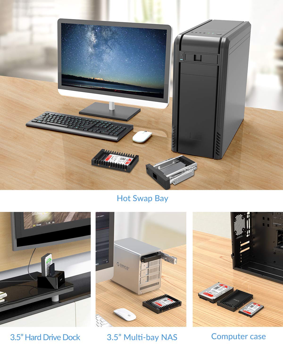 ORICO 2.5 to 3.5 Drive Adapter and 3.5inch External Hard Drive Enclosure
