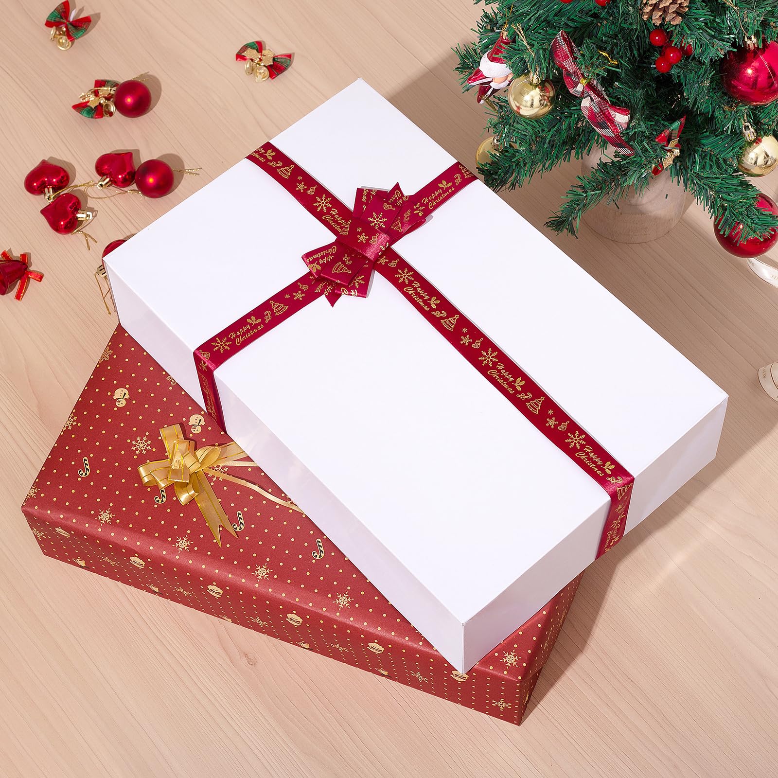 Mcfleet 16 Pack Large Gift Boxes with Lids 17x11x4 Inches Extra Deep Shirt Boxes Clothes Robe Sweater Box for Christmas Presents, Holidays, Birthday Gift Wrapping White