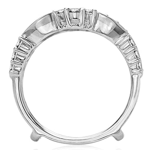 Ritzin Vintage Design Enhancer Guard 0.3Cttw Round Shape Excellent Cut Moissanite Ring In 925 Sterling Silver For Women's Engagement Wedding (7.5)