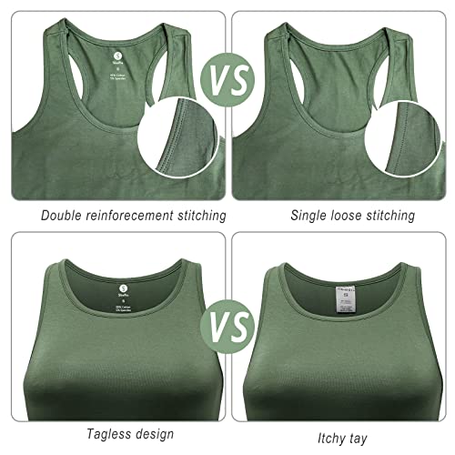 SlimPro 4 Pieces Basic Crop Tank Tops Sleeveless Racerback Workout Crop Top Sport Tank Top for Women Daily Wearing