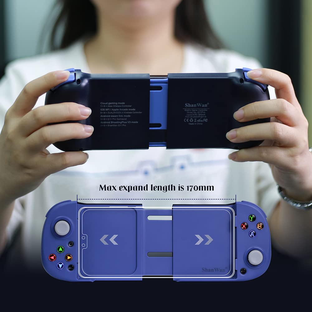 ShanWan Wireless Mobile Game Controller for Android/iphone, Phone Controller for Cloud gaming, Xbox Game Pass Ultimate, PS Remote Play, xCloud, Stadia, GeForce NOW, Luna, with LED Backlight and (Purple)