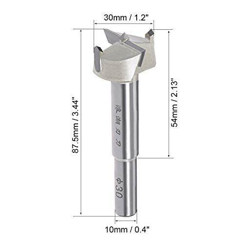 uxcell Forstner Drill Bits 30mm, Tungsten Carbide Wood Hole Saw Auger Opener, Woodworking Hinge Hole Drilling Boring Bit Cutter (Beige, Silver Tone)
