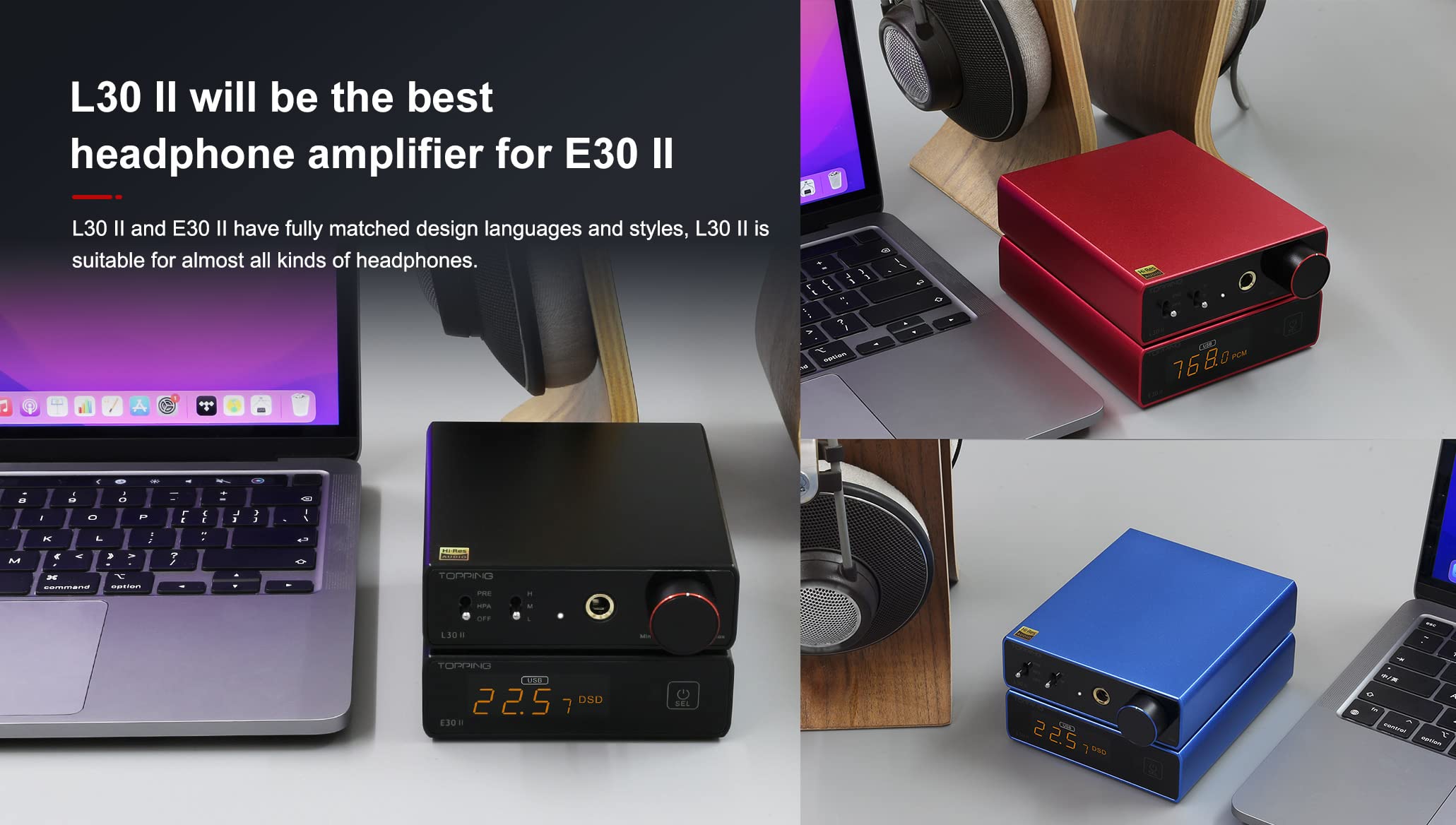 Topping E30II DAC Preamp - 2xAK4493S Hi-Res XMOS XU208 DAC 32Bit/768kHz DSD512 DSD Direct Mode for USB/Coax/Opt Inputs RCA HiFi Stereo Digital Audio Decoder(Blue)