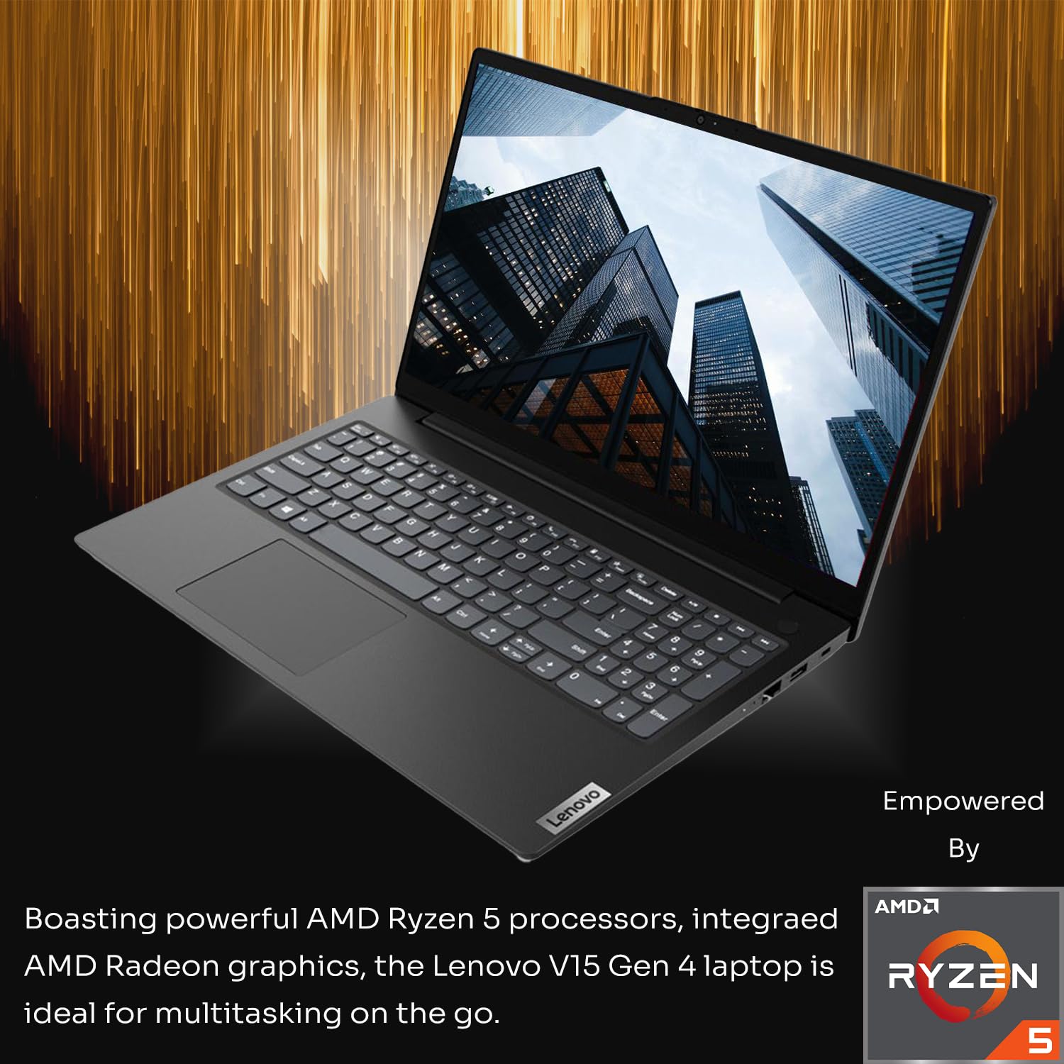 Lenovo V15 Gen 4 Business Laptop, 15.6" FHD Screen, AMD Ryzen 5 5500U, 16GB RAM, 2TB SSD, Webcam, HDMI, Wi-Fi, Windows 11 Pro, Black