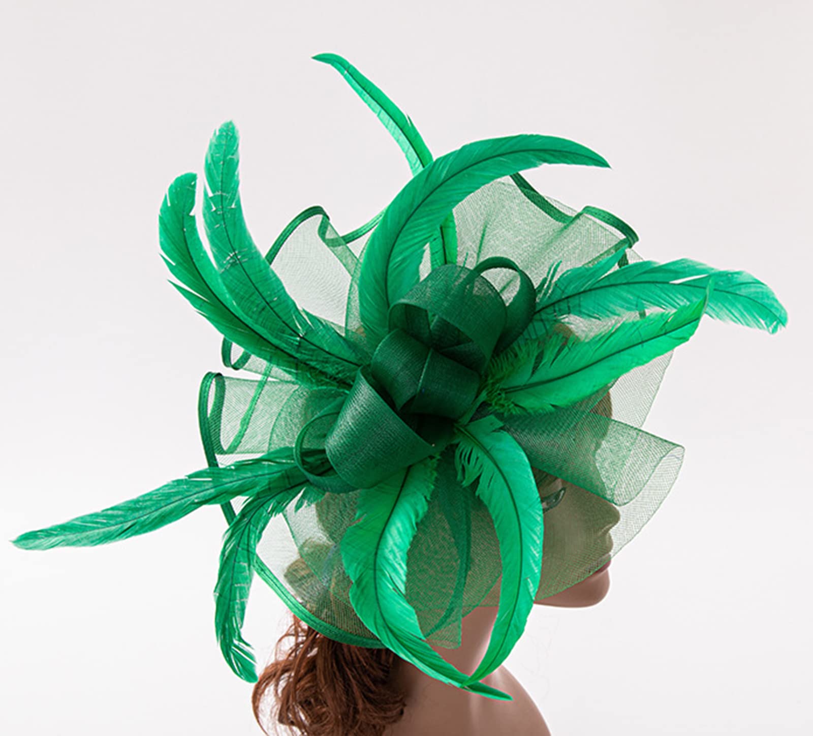 ORIDOOR Sinamay Fascinator Flower Feathers Pillbox Hat Headband Hair Clips for Derby Cocktail Wedding Tea Party A Green,One Size