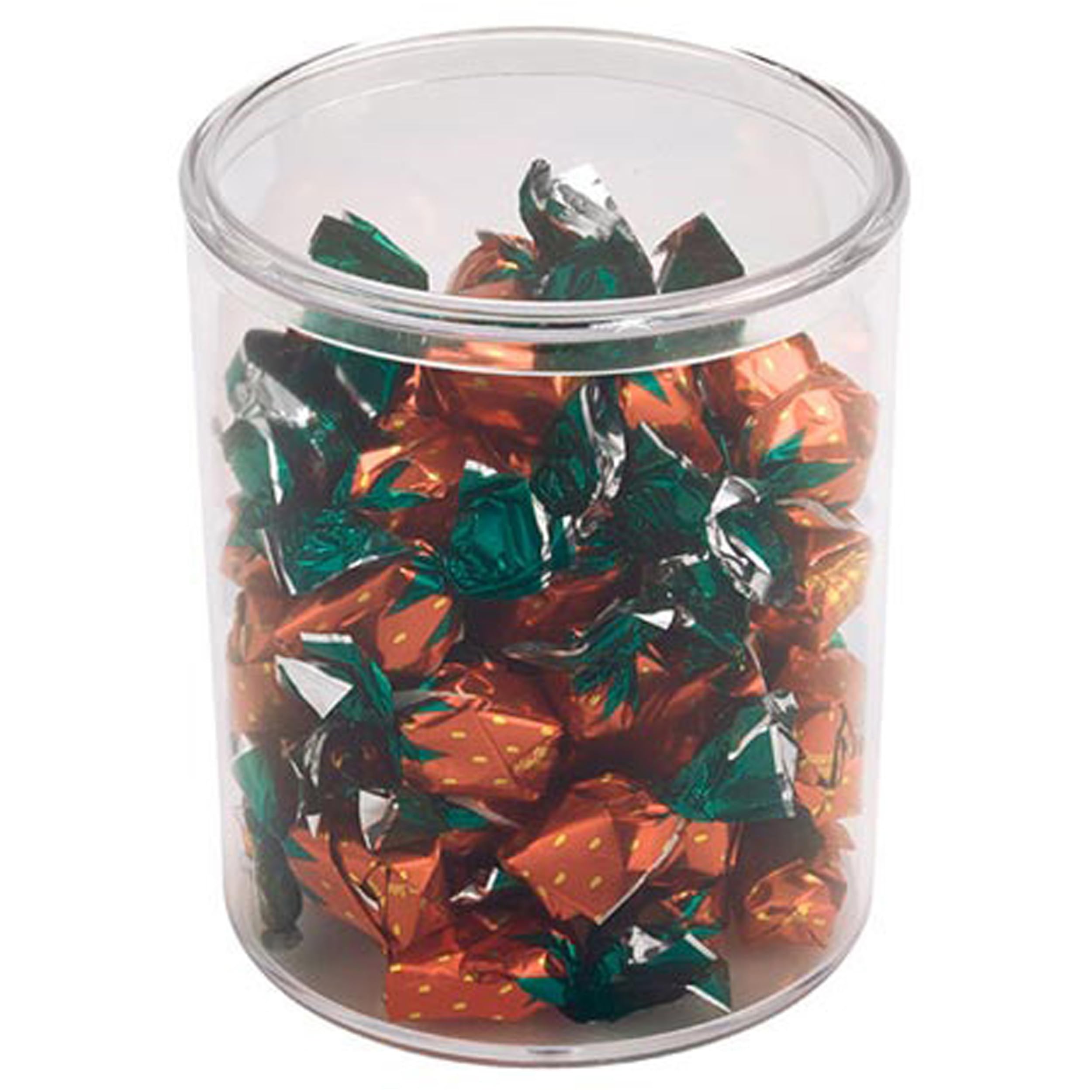 Pioneer Plastics 282C Clear Round Plastic Container, 4.0625" W x 4.75" H, Pack of 4