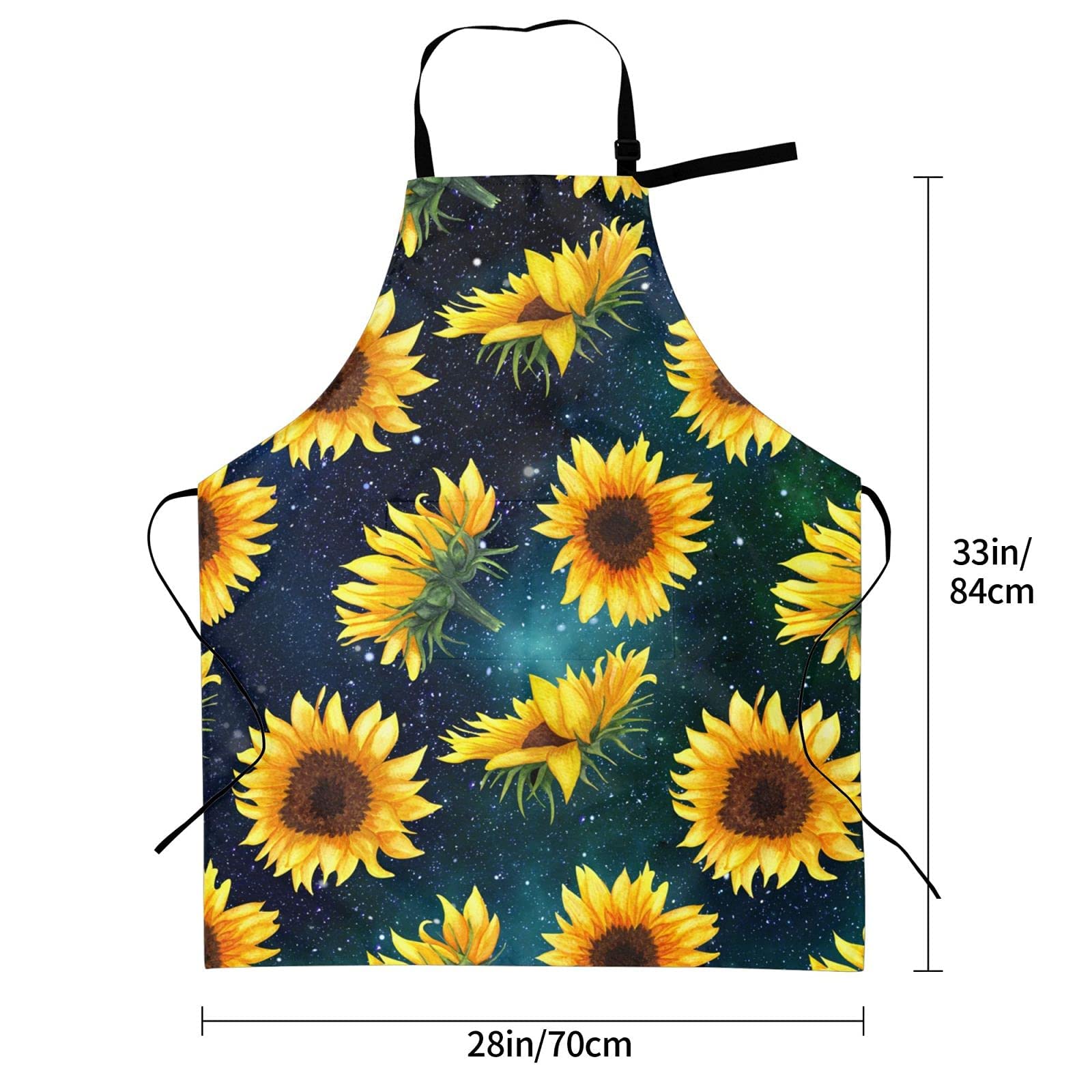 Sunflower Aprons for Women with Pockets Chef Apron for Cooking Dishwashing 28x33 Inch