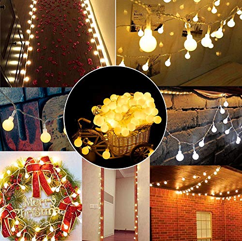 YoTelim Globe Fairy String Lights Battery Operated Warm White ,Water Proof 2 Pack 19.7FT 40 LED 8 Modes with Remote Control, for Home, Party, Christmas, Wedding, Garden Decoration
