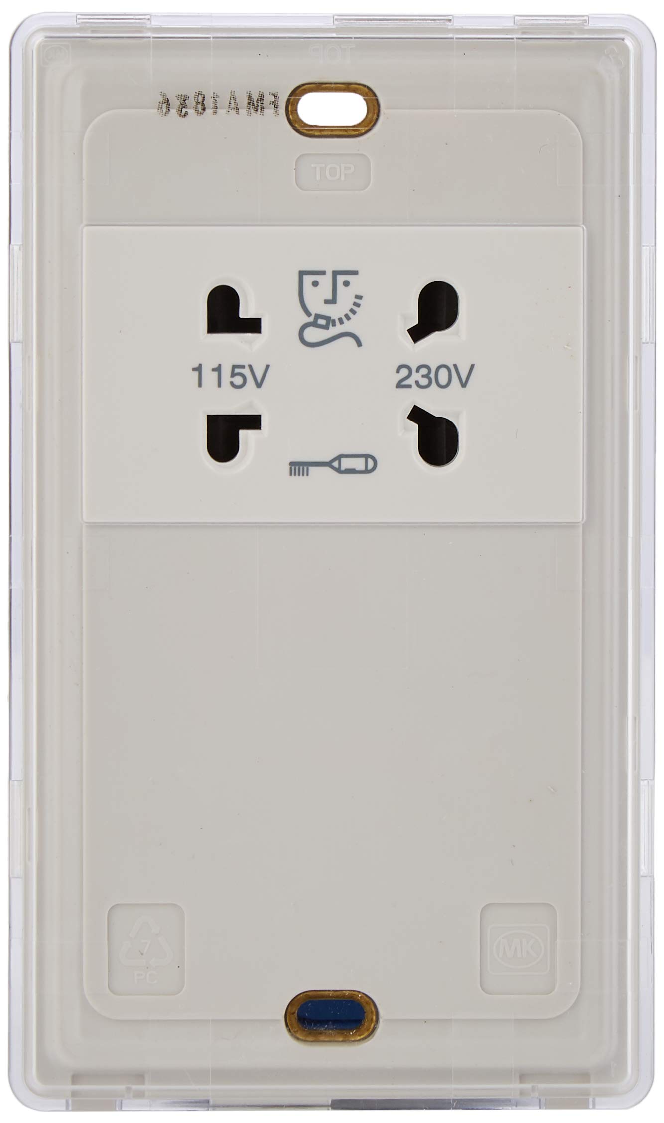 MK Dimensions Shaver Outlet 115/230V Output, 230VINPUT White Module