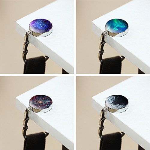 lizimandu Purse Hook Set of 4 - Foldable Handbag Hanger Folding Table Hanger Holder Womens Bag Storage(Night_Sky)