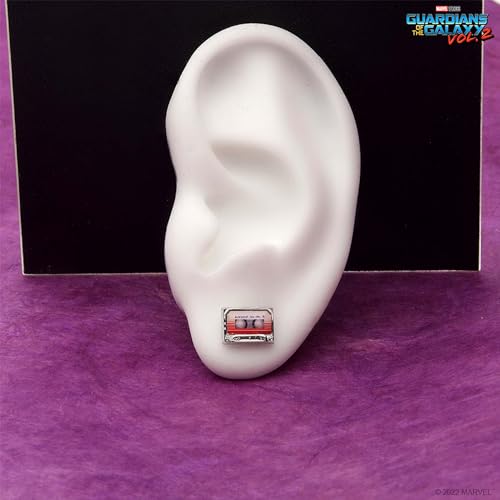 Marvel Comics Guardians of Galaxy Women's Stainless Steel Awesome Mix Vol. 2 Tape Stud Earrings, Silver, One Size (GOTGTAPENER01)