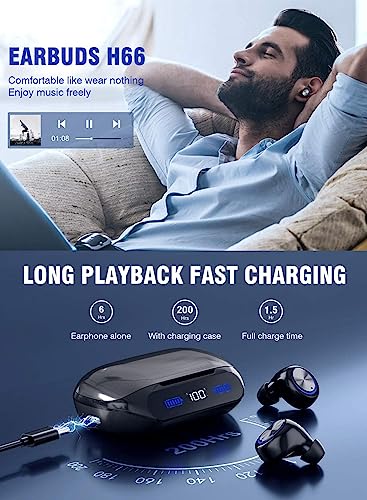 YINPUTENGS Wireless Earbuds Bluetooth 5.3 Headphones Key Control. Headphones 200 Hours Playtime,IPX7Waterproof Stereo in-Ear Built-in Mic,Premium Deep Bass LCD Display,for Sports/Working